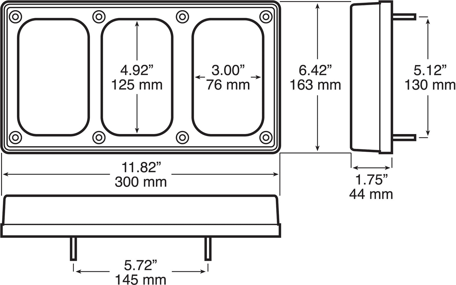 PM 850-093V Triple Surface Mount. Cluster Pod Surface Mount Brackets